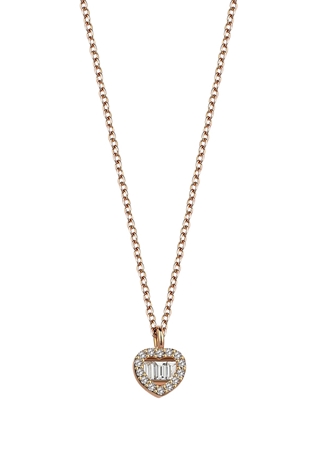 Mevaris Kadın Golden Heart Mini Pırlantalı Altın Rengi Kolye Pembe EU Mevaris Kadın Golden Heart Mini Pırlantalı Altın Rengi Kolye Pembe EU