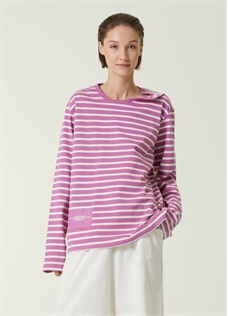 Marc Jacobs (The) Kadın Pembe Yaka Detaylı Çizgili Sweatshirt XS EU
