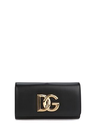 Dolce&Gabbana Kadın Siyah Logo Detaylı Deri Çanta EU