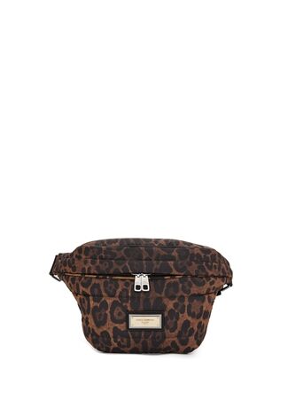 Dolce&Gabbana Erkek Sicily Leopar Desenli Bel Çantası Siyah EU