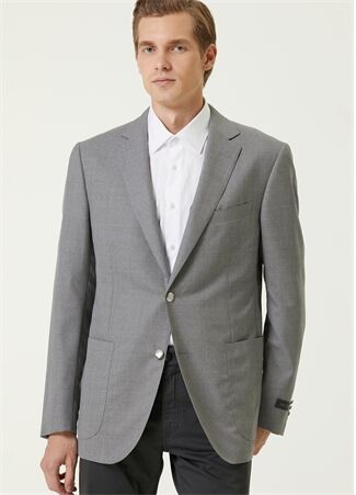 Pal Zileri Erkek Gri Kelebek Yaka Yün Ceket 54 IT Pal Zileri Erkek Gri Kelebek Yaka Yün Ceket 54 IT