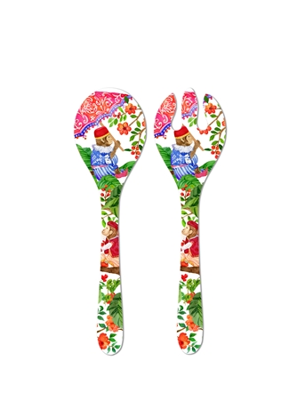 Les Jardins de Comptesse Bali Karışık Desenli 2li Melamin Servis Seti Çok Renkli Les Jardins de Comptesse Bali Karışık Desenli 2li Melamin Servis Seti Çok Renkli