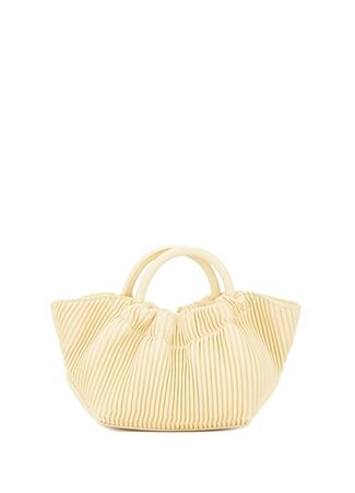 Demellier Kadın Krem Çizgi Dokulu Deri Omuz Çantası Bej EU