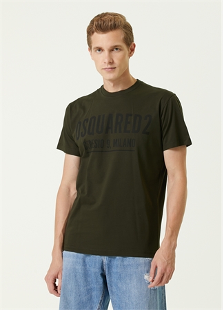 Dsquared2 Erkek Haki Logo Baskılı T-shirt L EU Dsquared2 Erkek Haki Logo Baskılı T-shirt L EU
