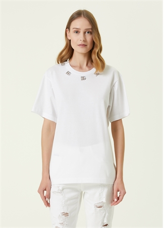 Dolce&Gabbana Kadın Beyaz Bisiklet Yaka Logo Detaylı T-shirt 42 IT Dolce&Gabbana Kadın Beyaz Bisiklet Yaka Logo Detaylı T-shirt 42 IT
