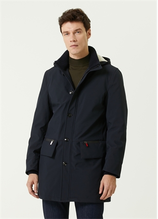 Kiton Erkek Lacivert Kapüşonlu Pardösü 50 IT Kiton Erkek Lacivert Kapüşonlu Pardösü 50 IT