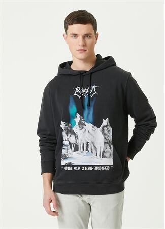 Allsaints Erkek Howl Siyah Kapüşonlu Sweatshirt XS EU