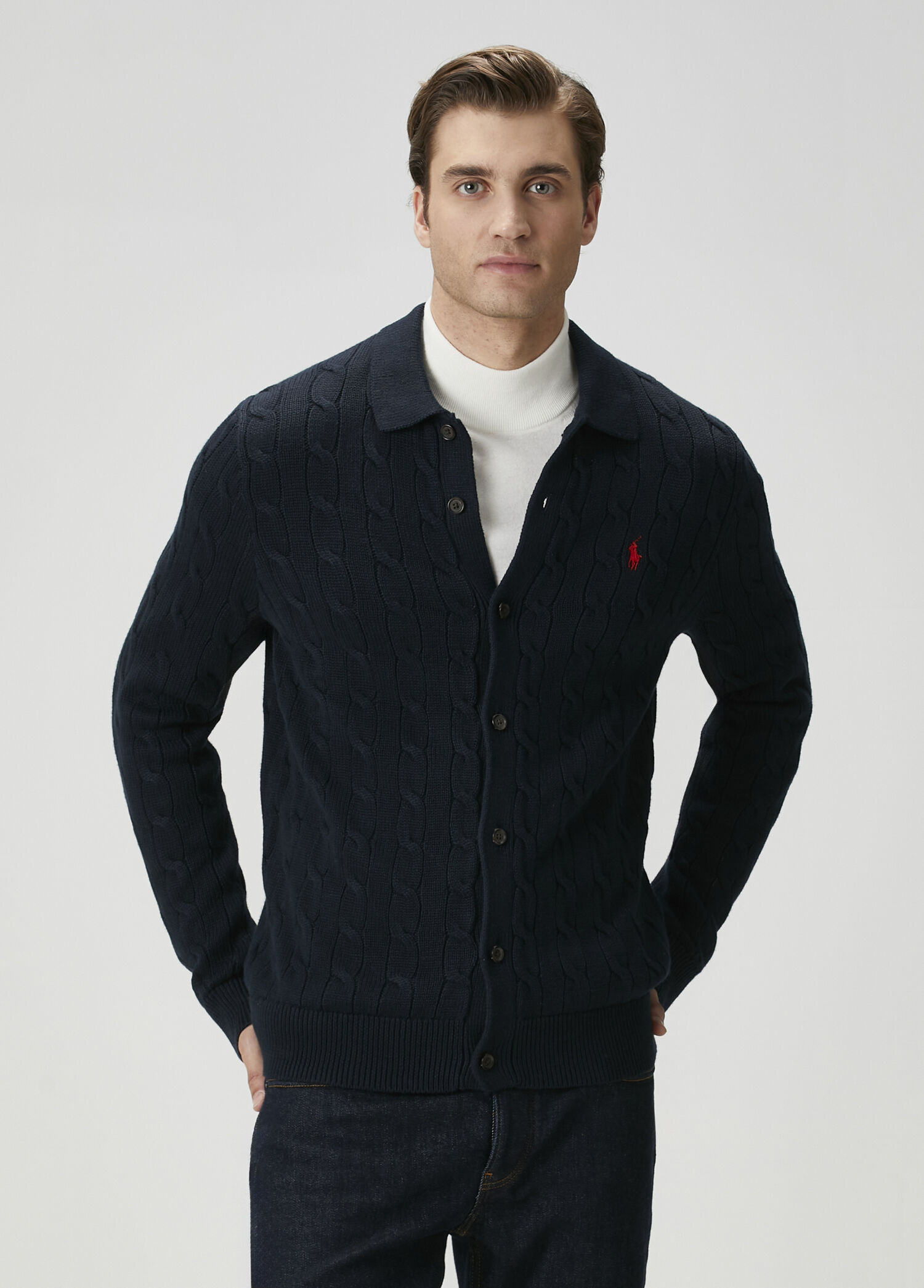 Polo Ralph Lauren Mavi Erkek Mavi Saç Örgü Dokulu Triko Hırka 1829060 ...