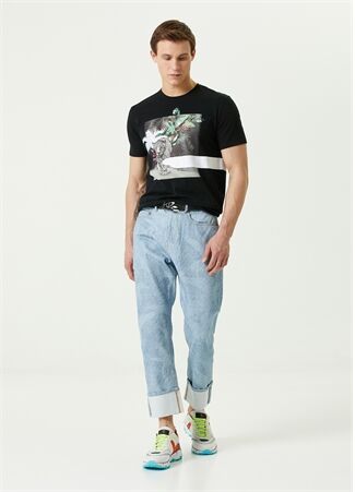 Etro Erkek Mavi Desenli Crop Jean Pantolon 32 US