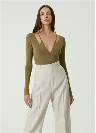 Lama Jouni Kadın Yeşil V Yaka Uzun Kol Body Haki S EU Lama Jouni Kadın Yeşil V Yaka Uzun Kol Body Haki S EU