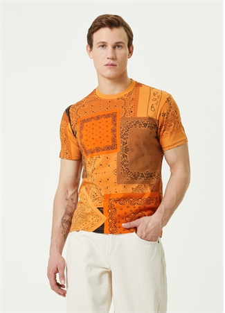 Kenzo Erkek Turuncu Etnik Desenli T-shirt S EU Kenzo Erkek Turuncu Etnik Desenli T-shirt S EU