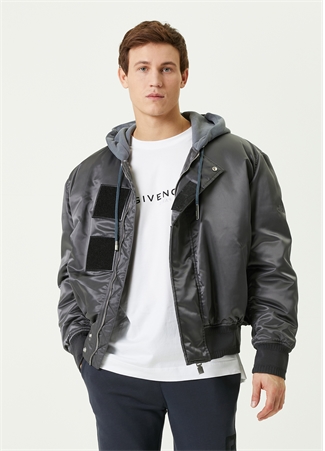Givenchy Erkek Antrasit Kapüşonlu Bomber Mont Gri 50 IT Givenchy Erkek Antrasit Kapüşonlu Bomber Mont Gri 50 IT