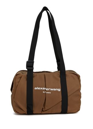 Alexander Wang Kadın Taba Logolu Omuz Çantası Bej EU