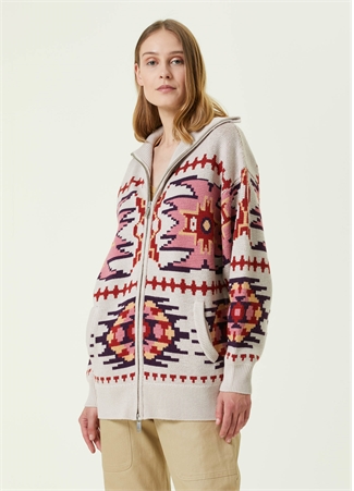 Etoile Isabel Marant Kadın Ekru Dik Yaka Fermuarlı Merino Kazak Bej 36 FR