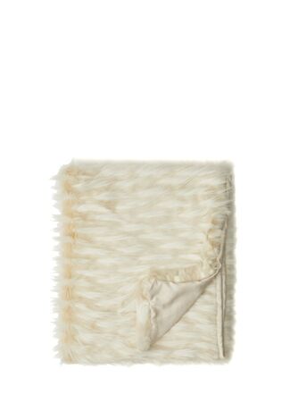 Mxhome Beyaz Bej Desenli Dokulu Battaniye