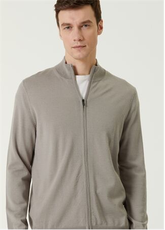 Palzileri Lab Erkek Bej Dik Yaka Yün Triko Hırka Kahverengi 50 IT