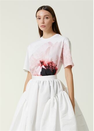 Alexander Mcqueen Kadın Beyaz Çiçek Detaylı T-shirt 40 It