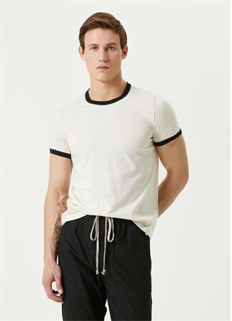 Rick Owens Erkek Beyaz Rib Detaylı T-shirt L EU