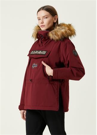 Napapijri Kadın Skidoo Bordo Kapüşonlu Mont XS EU