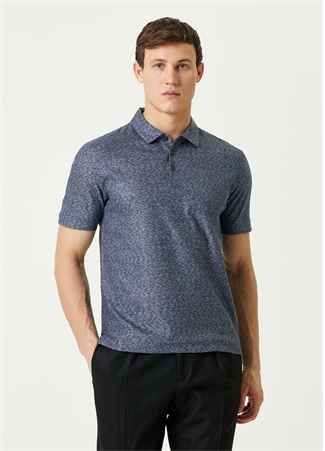 Canali Erkek Mavi Polo Yaka Desenli T-shirt 50 IT Canali Erkek Mavi Polo Yaka Desenli T-shirt 50 IT