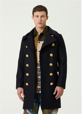 Dsquared2 Erkek Lacivert Yün Palto 50 IT