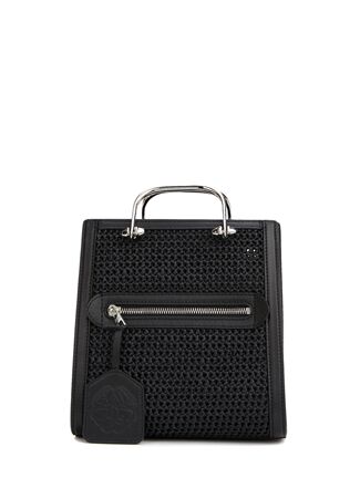 Alexander McQueen Kadın Short Story Siyah Deri Omuz Çantası EU