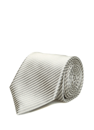 Canali Erkek Bej Verev Çizgili İpek Kravat EU Canali Erkek Bej Verev Çizgili İpek Kravat EU