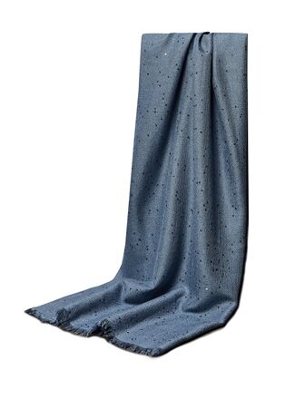 Brunello Cucinelli Kadın Mavi Pul Detaylı Kaşmir Şal EU