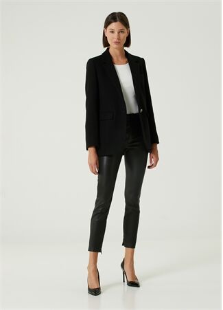 Academia Kadın Siyah Dar Paça Deri Pantolon 34