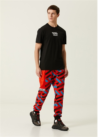 Versace Erkek Turuncu Logo Desenli Jogger Eşofman Altı M EU