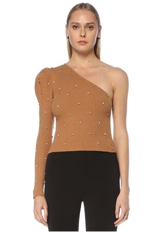 Self Portrait Kadın Kamel Taş İşlemeli Tek Kol Kazak Bej S EU Self Portrait Kadın Kamel Taş İşlemeli Tek Kol Kazak Bej S EU