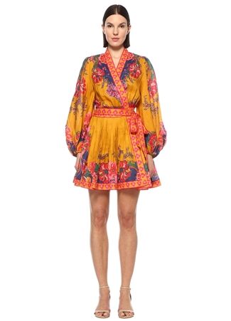 Zimmermann Kadın The Lovestruck Desenli Mini Keten Elbise 3 US