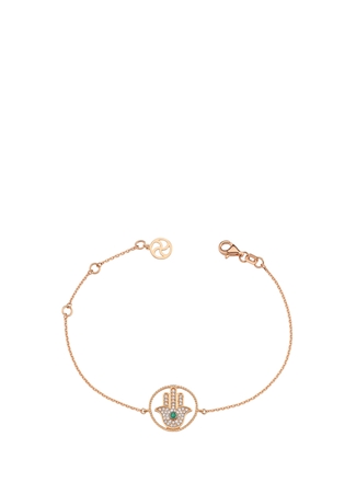 Bee Goddess Kadın Hamsa Altın Rengi Bileklik Pembe EU Bee Goddess Kadın Hamsa Altın Rengi Bileklik Pembe EU