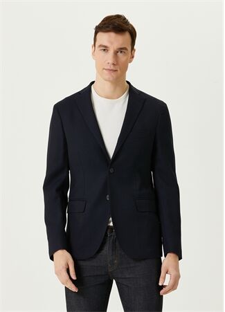 Pal Zileri Erkek Lacivert Dokulu Yün Ceket 46 IT