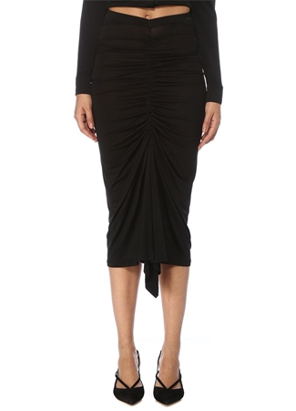 Dodo Bar Or Kadın Terra Siyah Büzgü Detaylı Midi Etek 46 IT