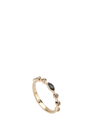 Collection-Ruel Design Kadın Safir Taşlı Altın Rengi Yüzük EU