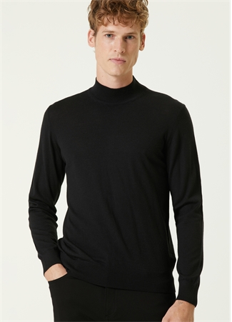 Beymen Collection Erkek Siyah Yarım Balıkçı Yaka Yün Kazak S EU