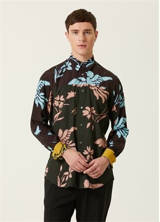 Paul Smith Erkek Kahverengi Çiçek Desenli Gömlek S EU