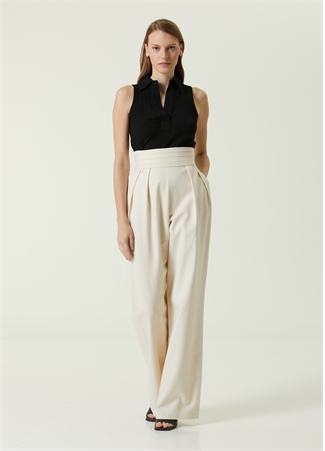 Muse For All Kadın Calla Ekru Yüksek Bel Pilili Yün Pantolon Bej 36 EU Muse For All Kadın Calla Ekru Yüksek Bel Pilili Yün Pantolon Bej 36 EU