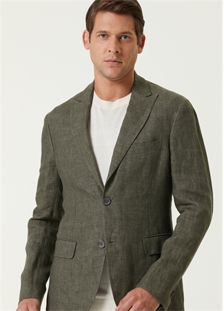 Pal Zileri Erkek Yeşil Kırlangıç Yaka Keten Ceket 50 IT Pal Zileri Erkek Yeşil Kırlangıç Yaka Keten Ceket 50 IT