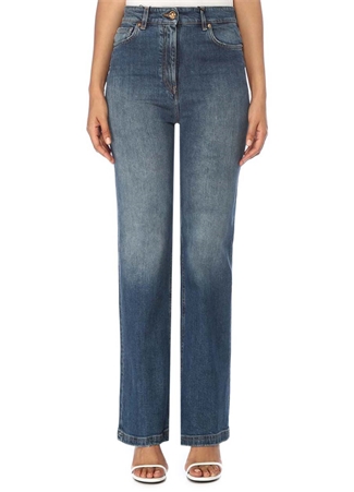 Versace Kadın Flared Normal Bel Boru Paça Jean Pantolon Mavi 27 US