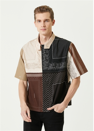 Givenchy Erkek Kahverengi Etnik Desenli Logolu Gömlek 39 IT Givenchy Erkek Kahverengi Etnik Desenli Logolu Gömlek 39 IT