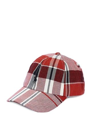 Polo Ralph Lauren Kadın Kırmızı Ekose Desenli Şapka EU Polo Ralph Lauren Kadın Kırmızı Ekose Desenli Şapka EU