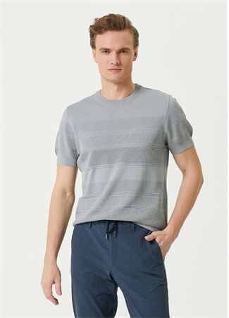 Beymen Club Erkek Gri Doku Bloklu Kısa Kollu Kazak S