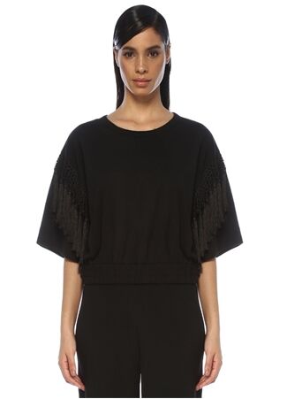 Dries Van Noten Kadın Siyah Püskül Detaylı Sweatshirt XS EU