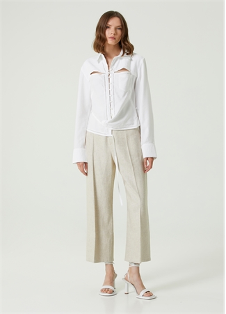 Jacquemus Kadın Beyaz Ajur Detaylı Gömlek 36 FR