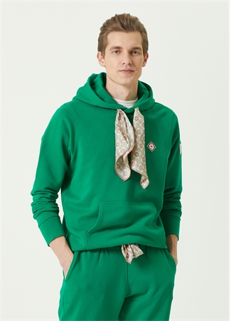 Casablanca Erkek Yeşil Kapüşonlu Organik Pamuk Sweatshirt M EU Casablanca Erkek Yeşil Kapüşonlu Organik Pamuk Sweatshirt M EU