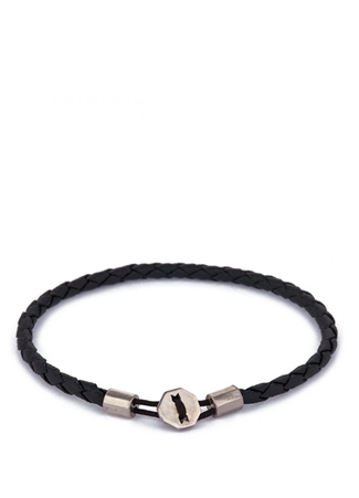 AtolyeWolf Erkek Siyah Örgü Dokulu Deri Bileklik EU AtolyeWolf Erkek Siyah Örgü Dokulu Deri Bileklik EU