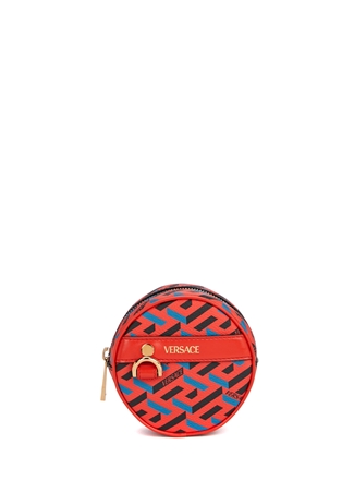 Versace Kadın Kırmızı Logo Desenli Yuvarlak Formlu Mini Kılıf EU Versace Kadın Kırmızı Logo Desenli Yuvarlak Formlu Mini Kılıf EU