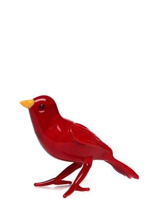 Nenartworld Kırmızılım Kuş Formlu Cam Obje Kırmızı